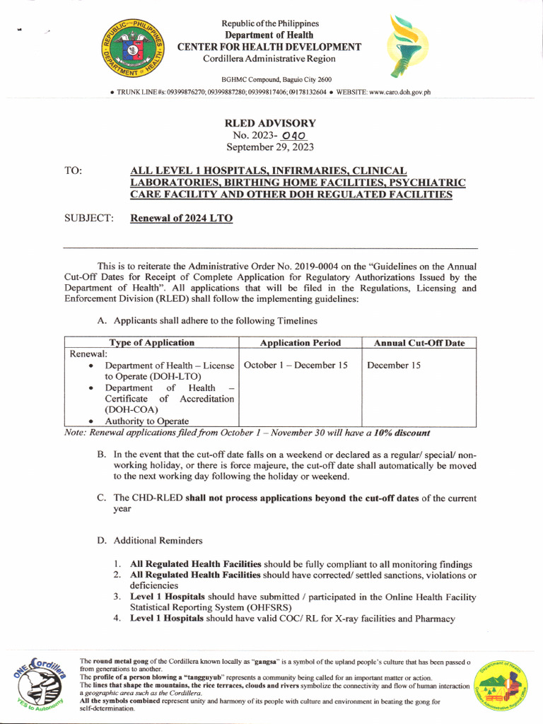 RLED Advisory No. 040 Renewal of 2024 LTO | PDF