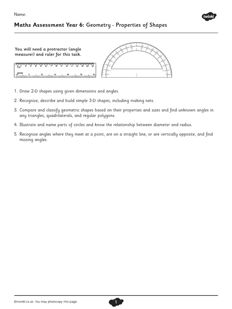T PA 149 Year 6 Maths Assessment Geometry Shape | PDF | Shape | Triangle