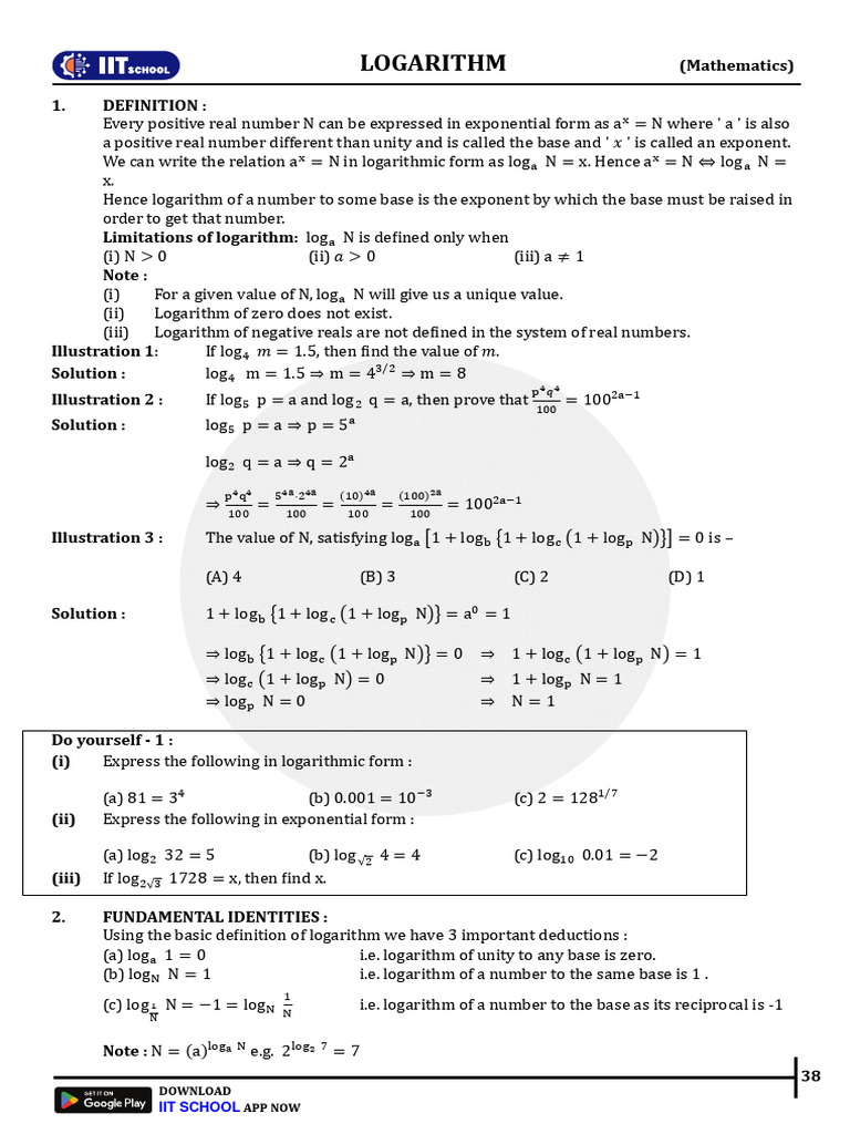 Projectile dpp basic | Download Free PDF | Logarithm | Exponentiation