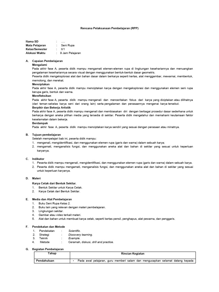 RPP Bab 3 Seni Rupa | PDF