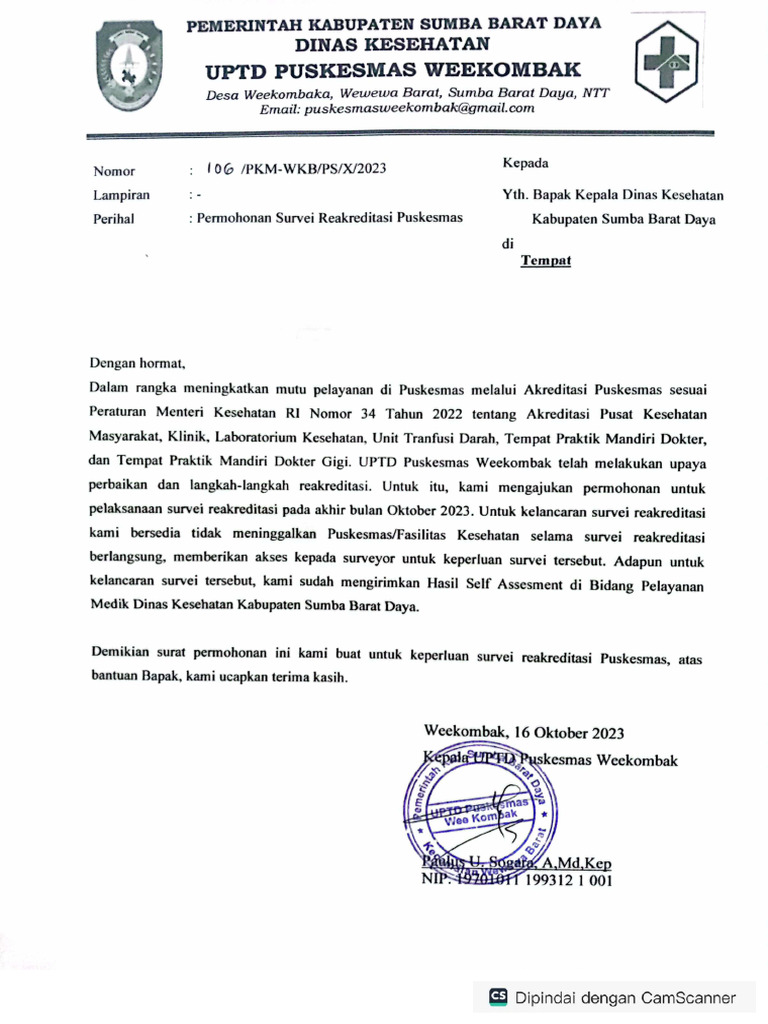 Permohonan Survei Dari Fasyankes | PDF