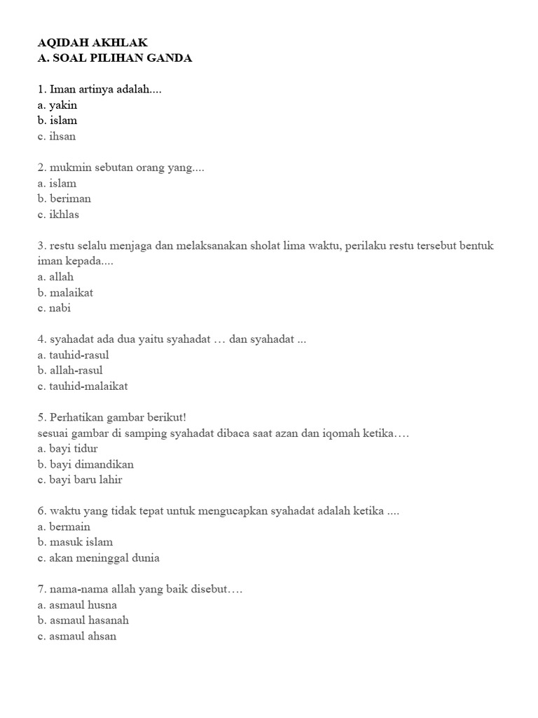 Soal Akidah Akhlak | PDF