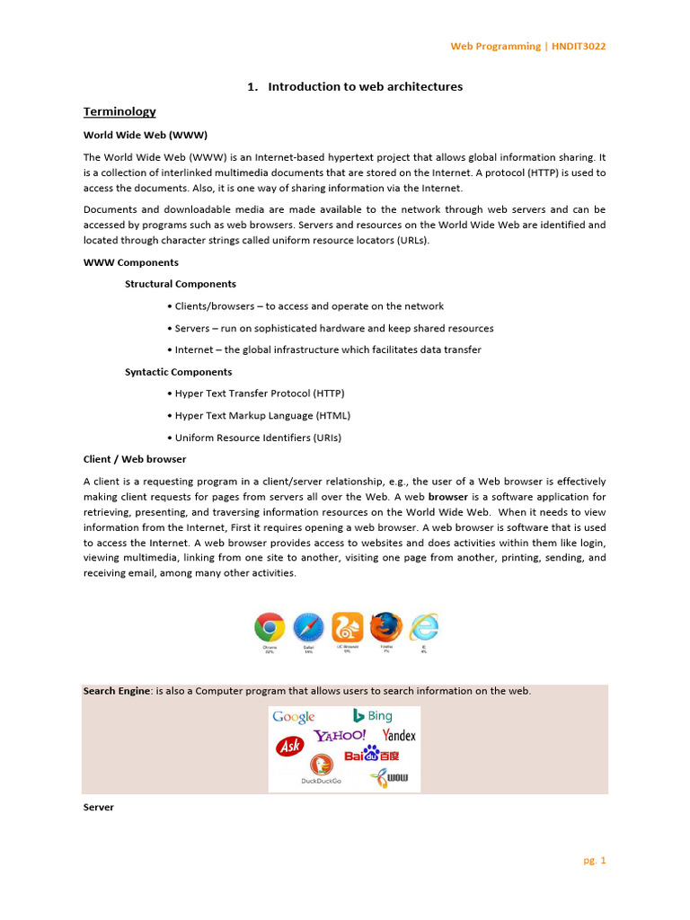 Week1 Introduction | PDF | World Wide Web | Internet & Web Week1 Introduction | PDF | World Wide Web | Internet & Web
