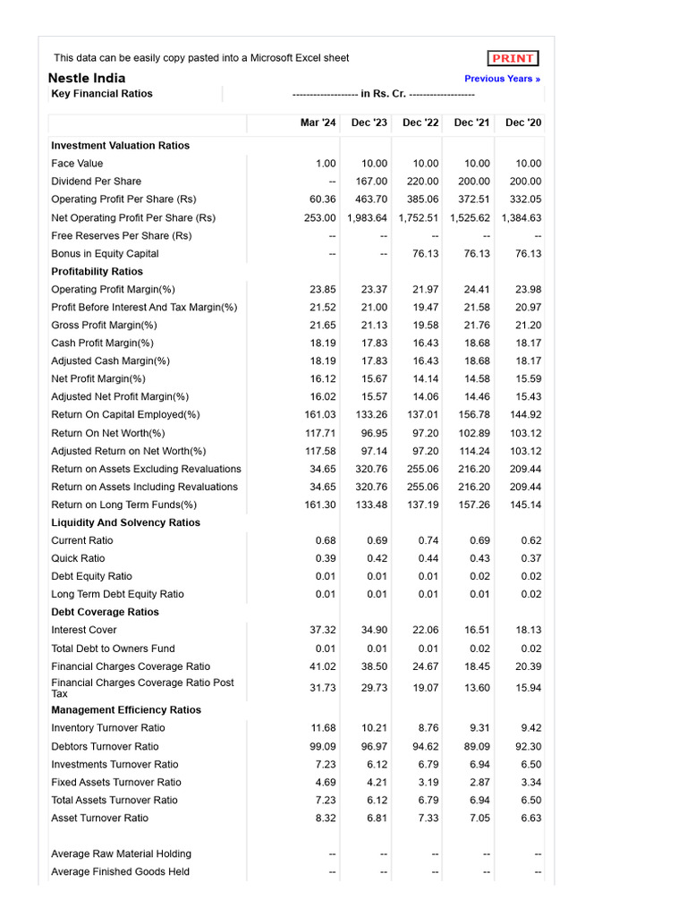 Nestle ST Ratio | PDF | Debt | Revenue
