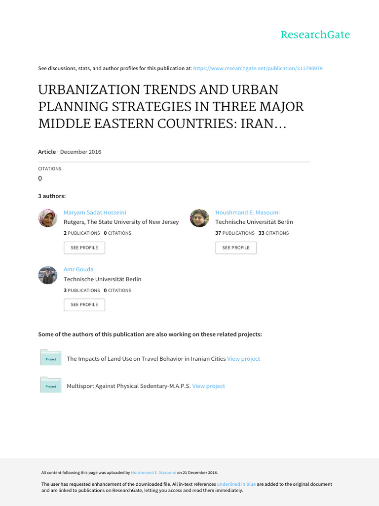 Urbanization Trends and Urban Planning Strategies in Three Major Middle Eastern Countries Iran ...