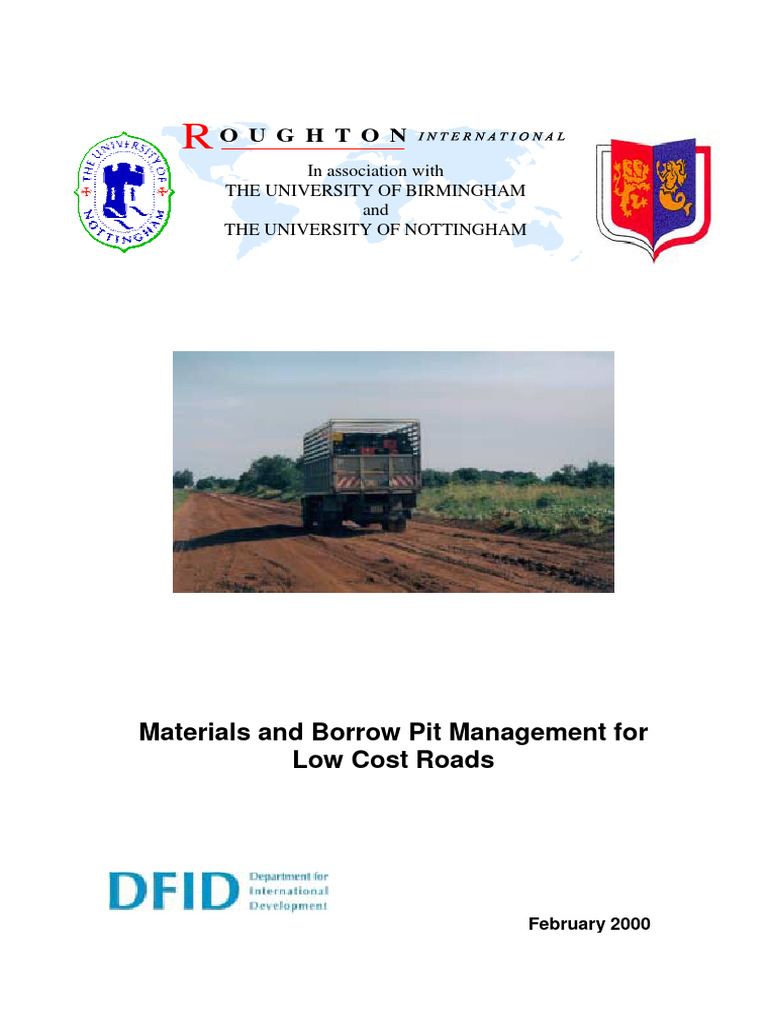 Borrow Pit Management for Low-Cost Roads | PDF | Rock (Geology) | Road