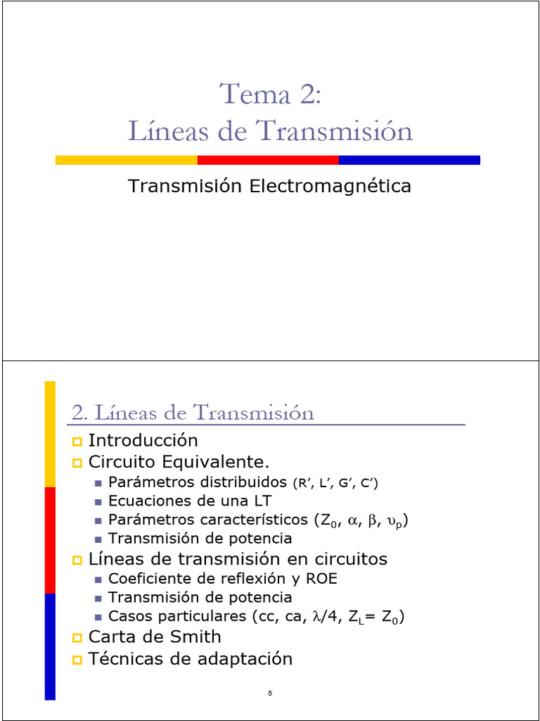 Tema 2 - Lineas de Transmisión | PDF | Línea de transmisión | Red eléctrica