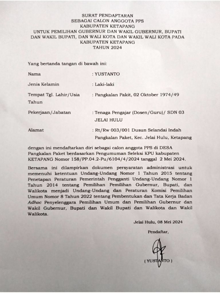 Pendaftran Pak Yus | PDF
