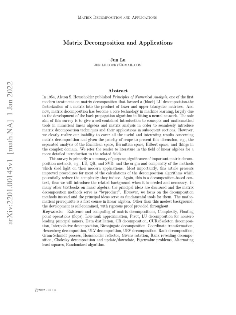 Matrix Decomposition and Applications | PDF | Eigenvalues And ...