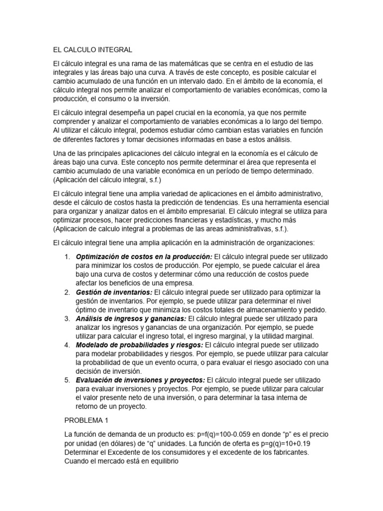 El Calculo Integral | PDF | Excedente económico | Integral
