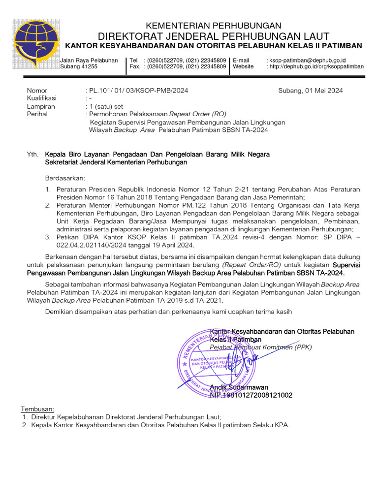 PERMOHONAN RO Jalan Lingkungan | PDF