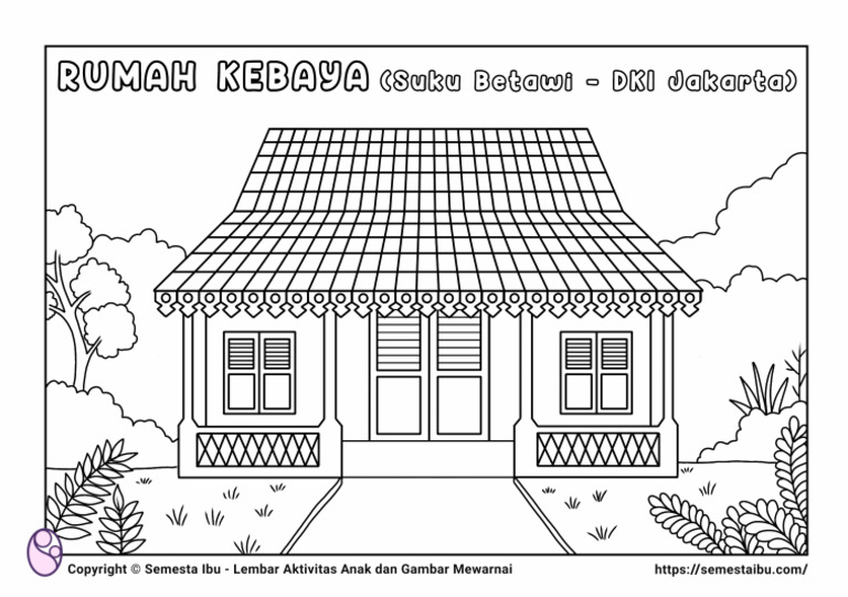 Gambar Mewarnai Sketsa Rumah Adat Betawi | PDF