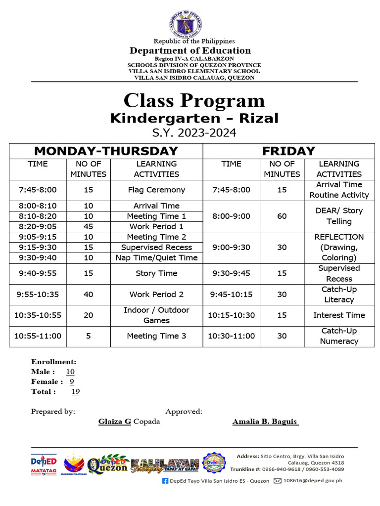Class Program With Catch Up Friday Sched PDF | PDF