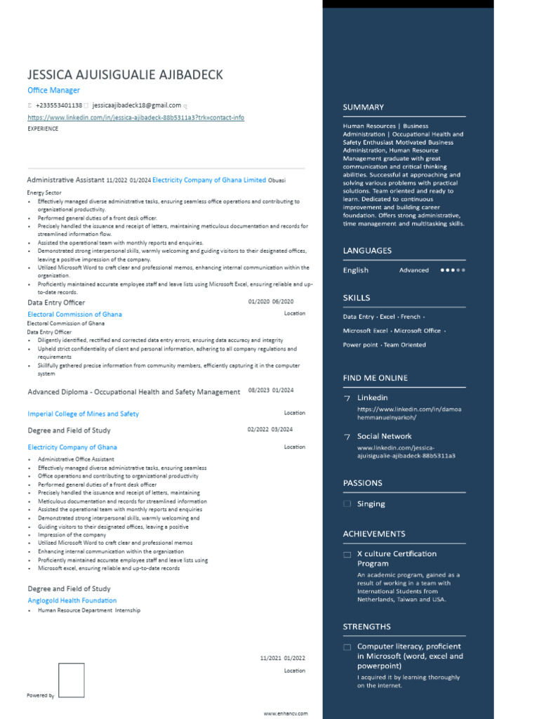 Jessica Ajuisigualie Ajibadeck Resume | PDF | Business