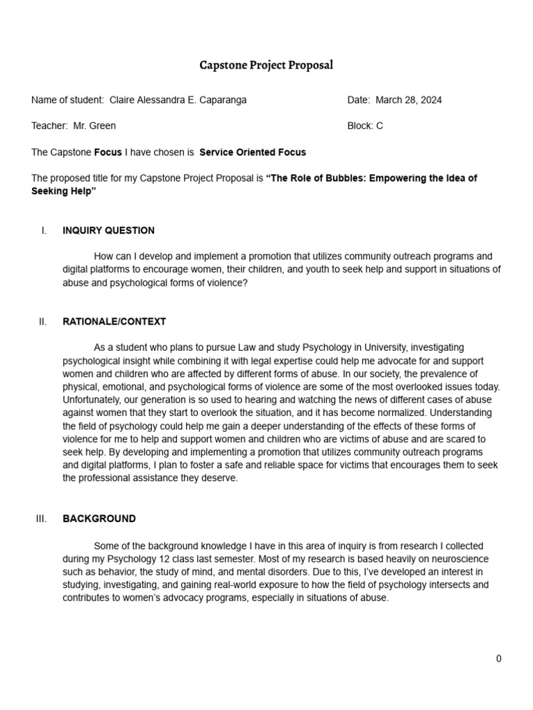 good copy capstone project proposal | PDF | Psychology | Violence