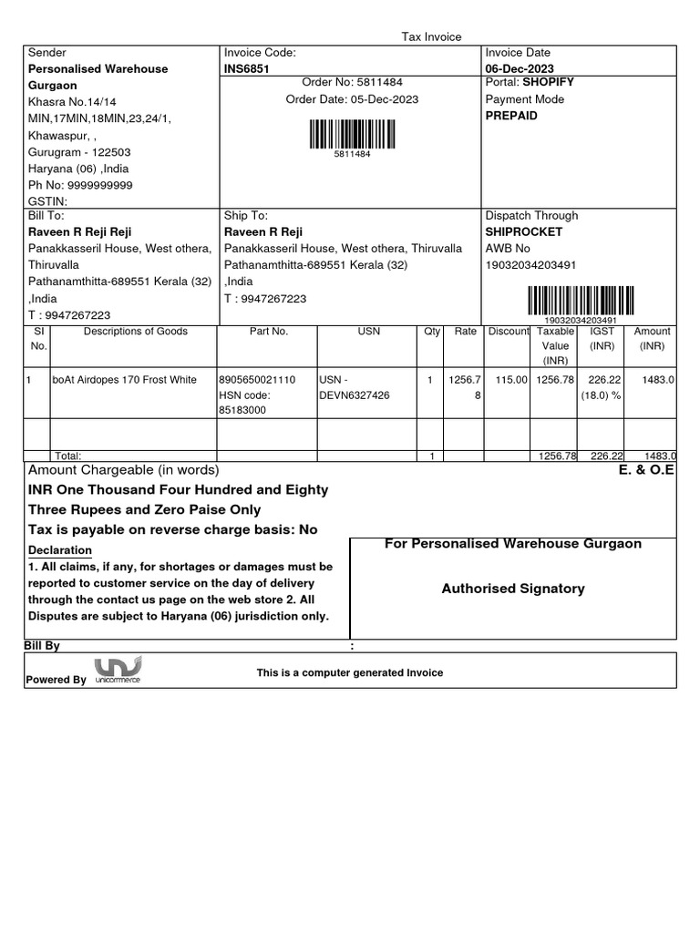 boAt Invoice | Download Free PDF | Economies | Public Finance