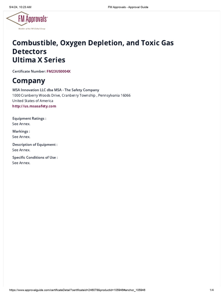 FM Approvals - Approval Guide MSA | PDF | Sensor | Safety