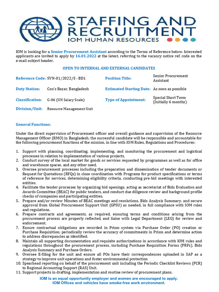 Senior Procurement Assistant Vacancy | PDF | Procurement | Business