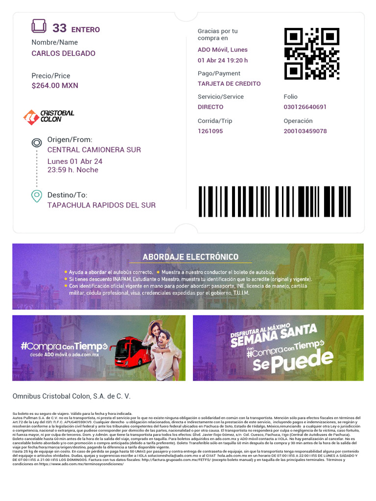 Tu Boleto ADO | PDF