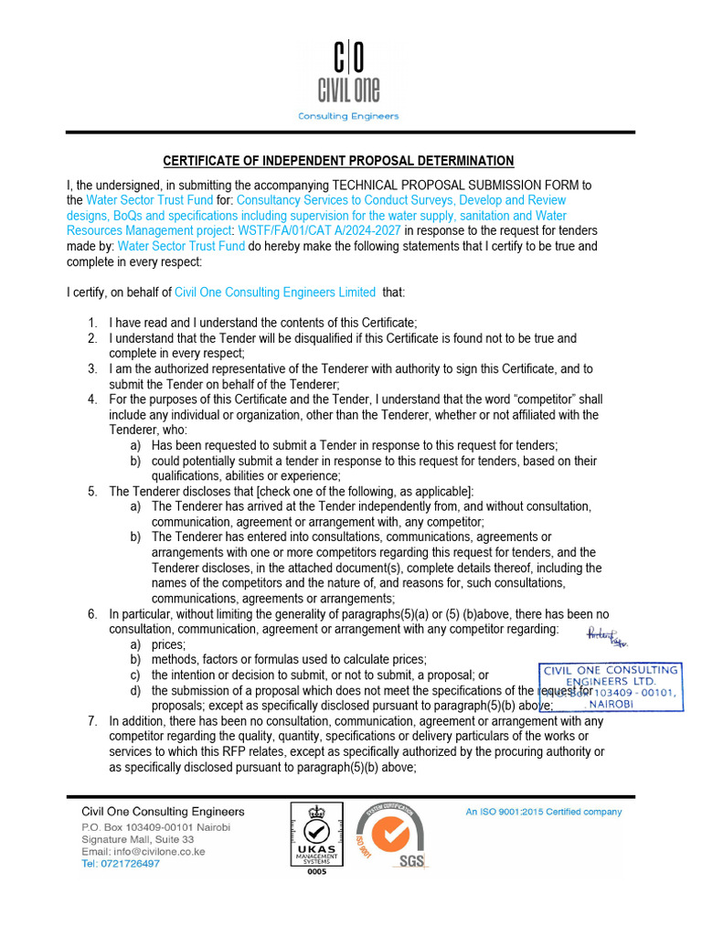 Certificate of Independent Proposal | PDF | Request For Proposal | Business