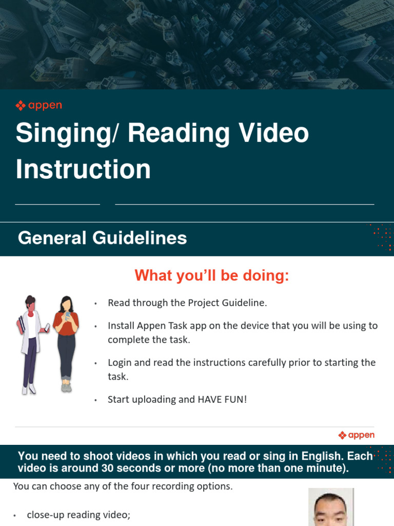 Video Recording Guidelines for Appen Tasks | PDF | Computing