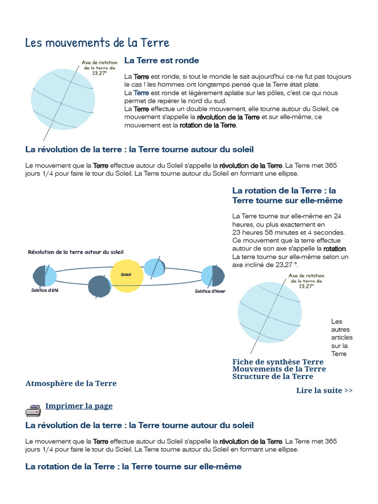 Mouvements de la Terre : rotation et révolution | PDF | Terre | Rotation