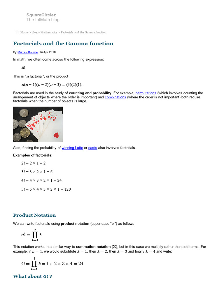 Factorials and Gamma Function | Download Free PDF | Function ...