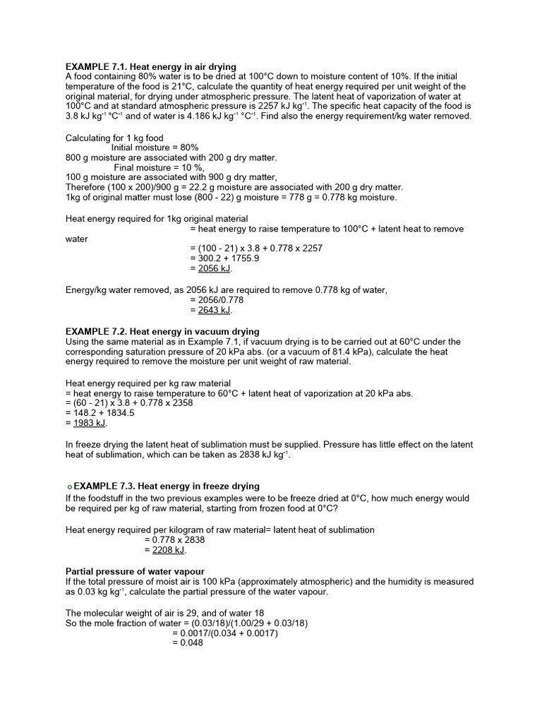 Worked Examples in Drying | PDF | Humidity | Water Vapor