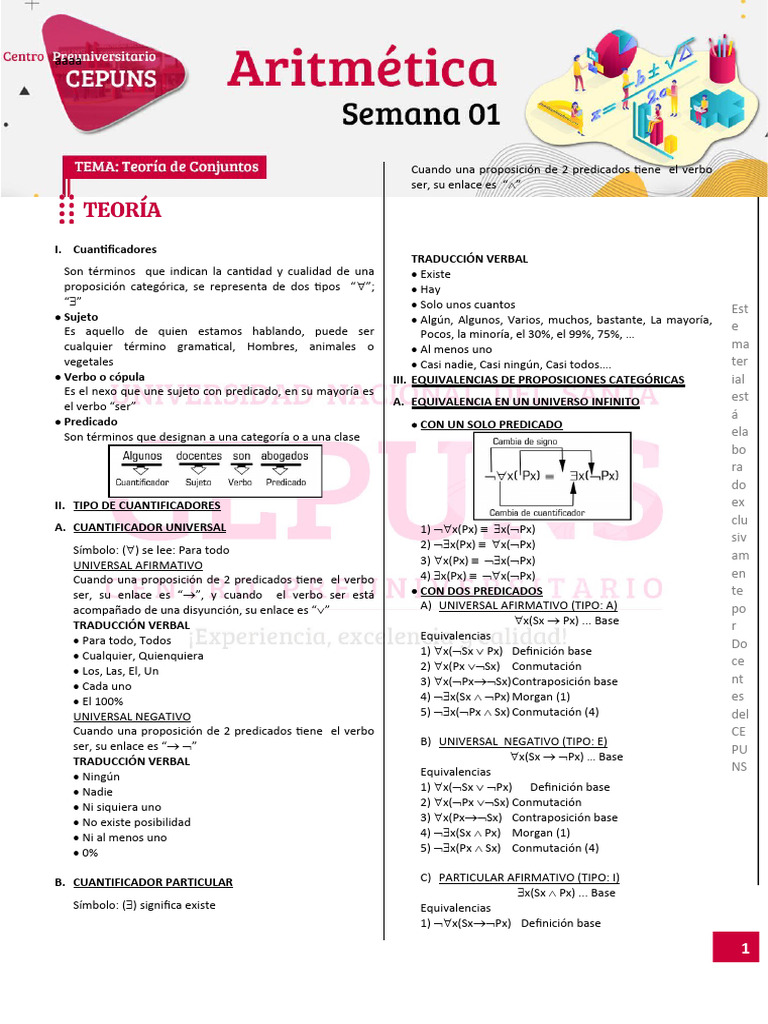 Semana 04 - Cuantificadores - 2024 I | PDF | Actínido | Verbo
