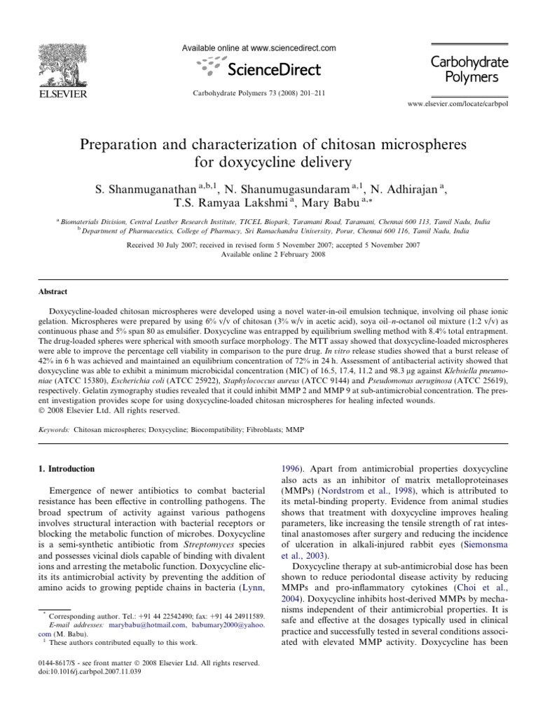 Preparation and Characterization of Chitosan Microspheres | PDF