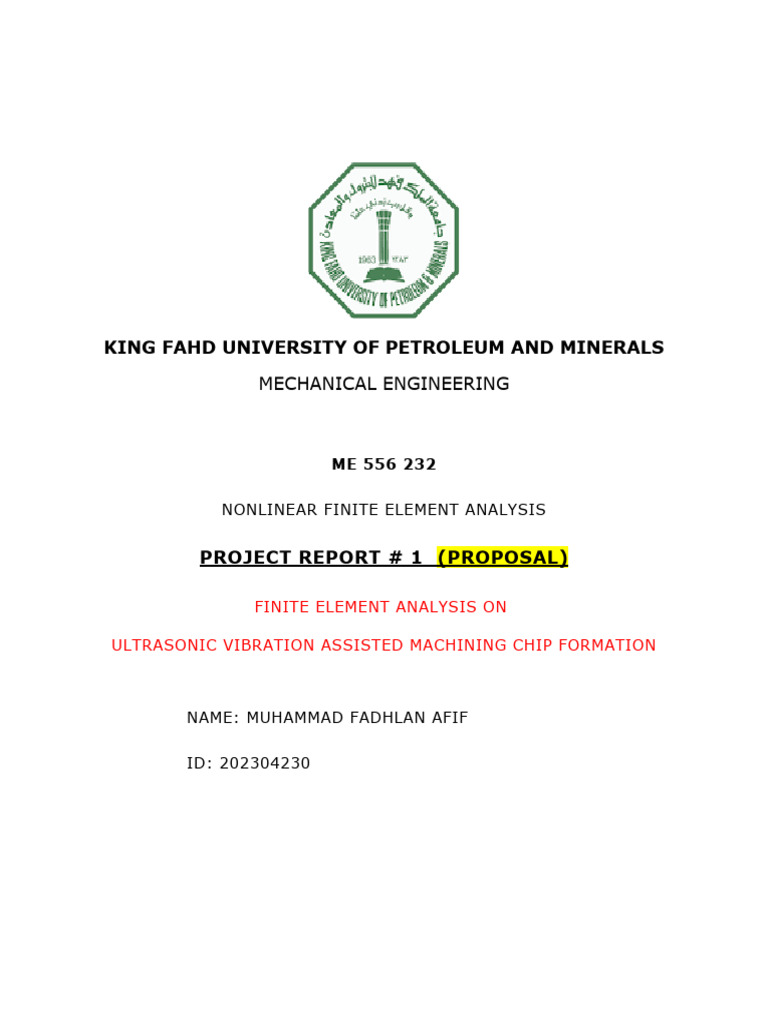 ME556-Project Report 1 Draft - Afif | PDF | Machining | Finite Element Method