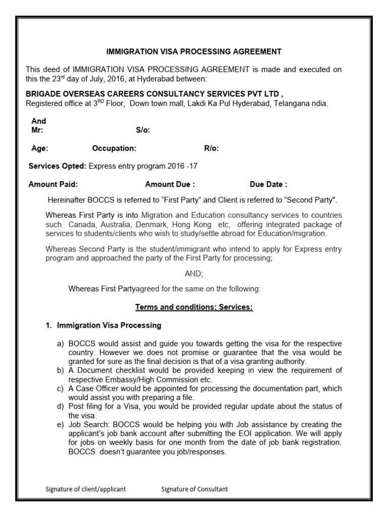 Final Agreement | Download Free PDF | Travel Visa | Consultant