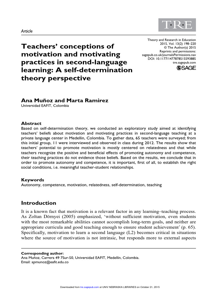 Teacher Motivation Practices in L2 Learning | PDF | Motivation ...