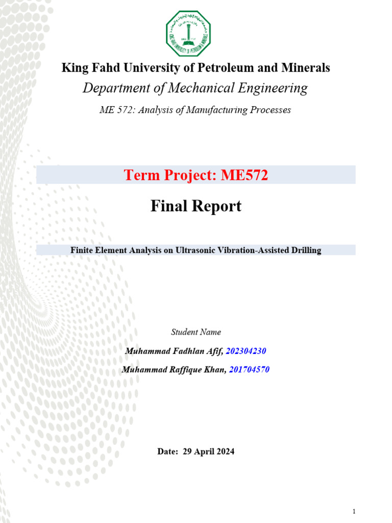 ME572-Progress Report - Afif | PDF | Machining | Drilling