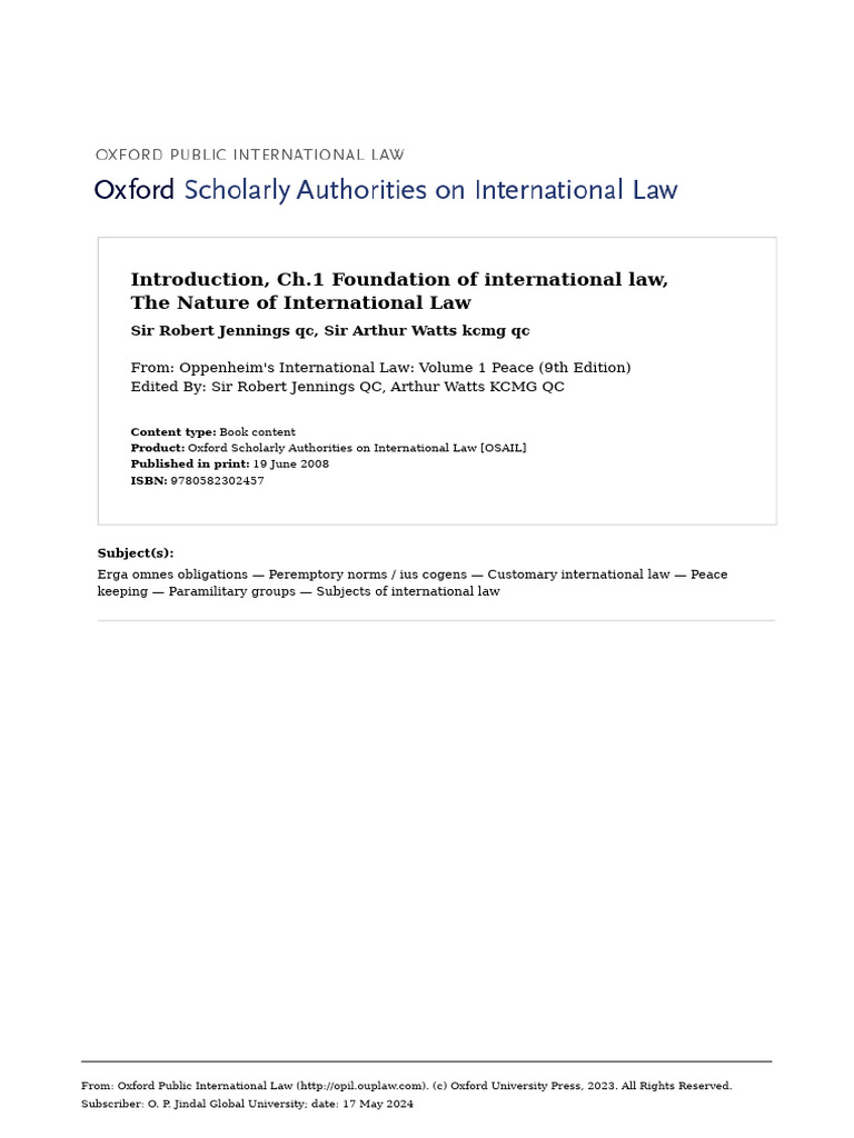 Oppenheim On The Nature of International Law | PDF | International Law ...