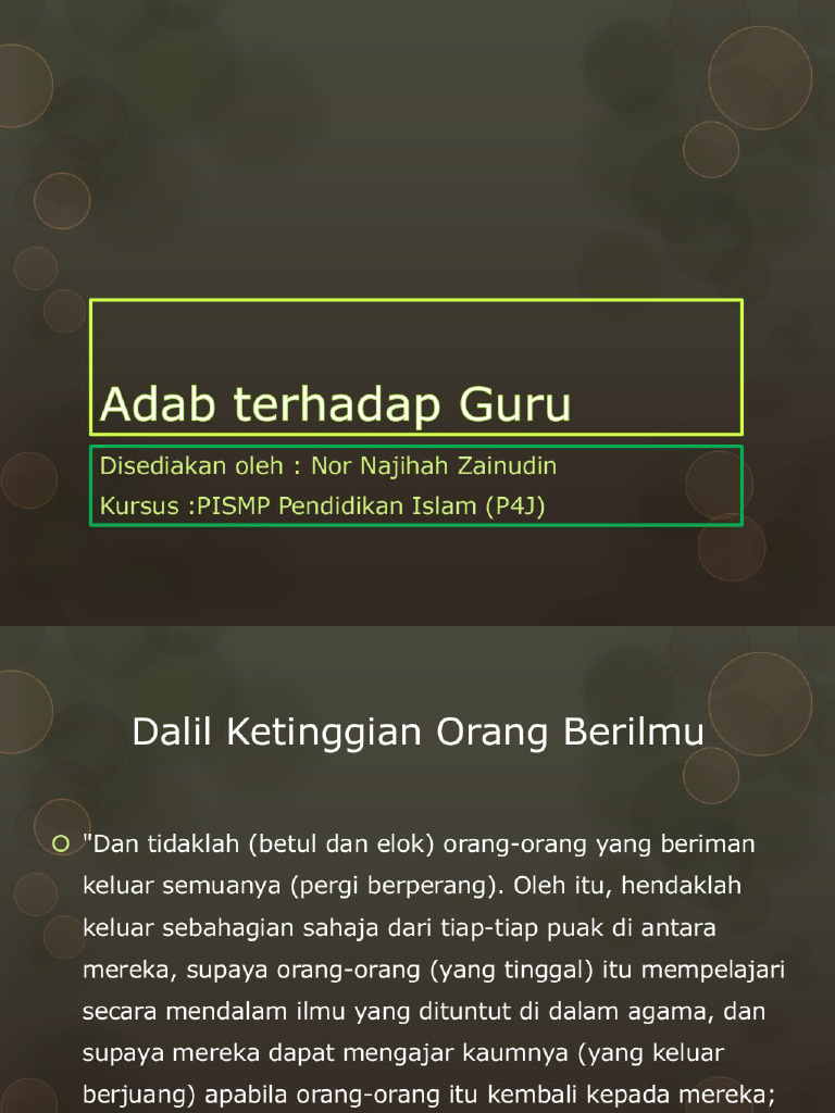 Adab Terhadap Guru Beserta Dalil | PDF