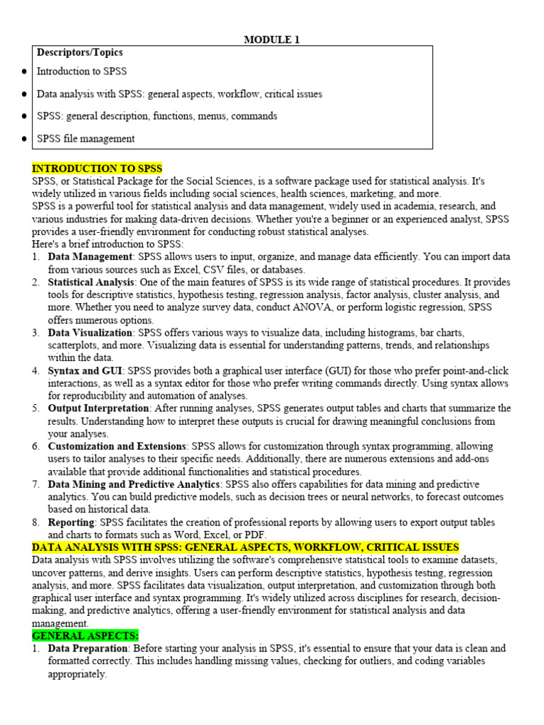 Module 1 | PDF | Data Analysis | Spss