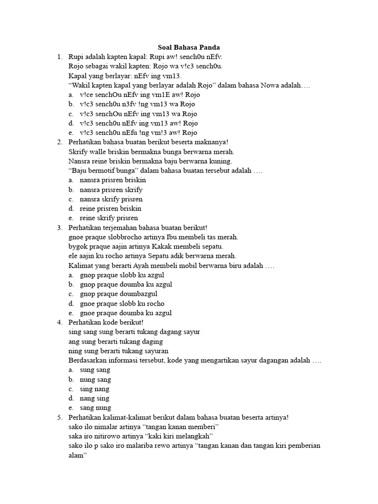 Soal Bahasa Panda Dan Kriptograf | PDF