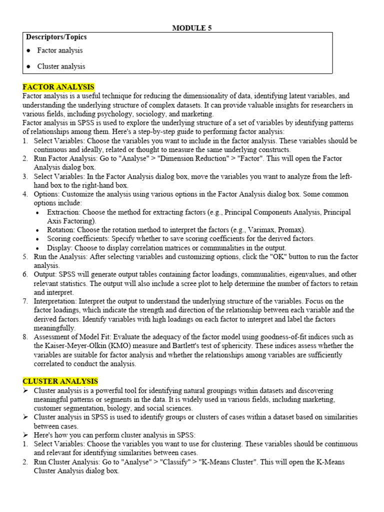 MODULE 5 | PDF | Factor Analysis | Cluster Analysis