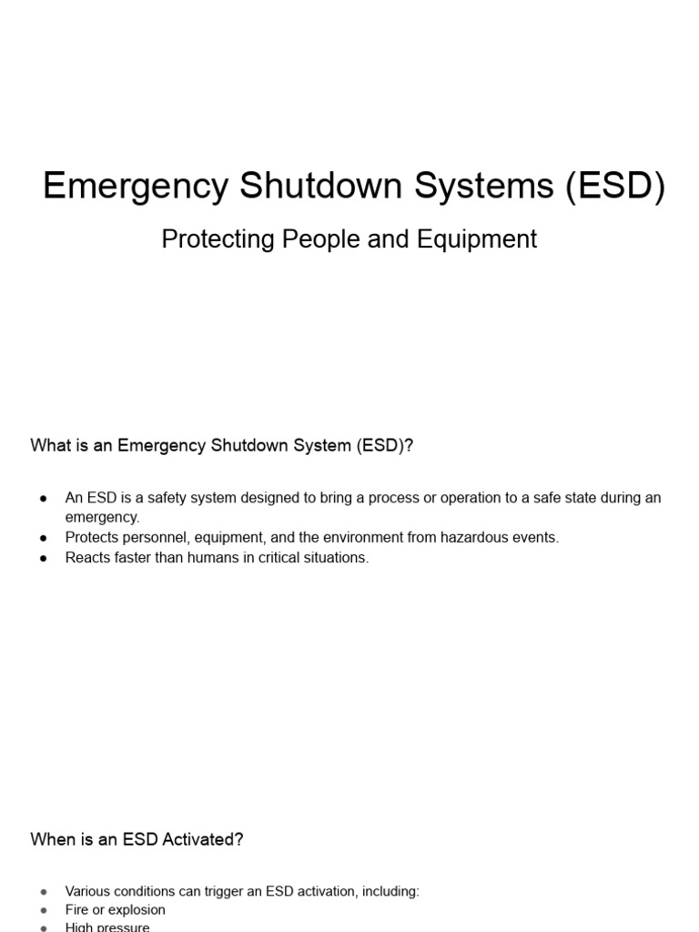 Emergency Shutdown Systems Overview | PDF | Technology & Engineering