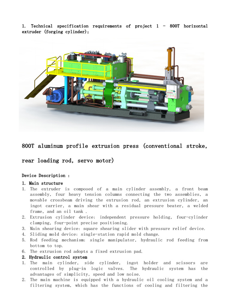 800T Aluminum Profile Extrusion Press (Conventional Stroke, Rear ...