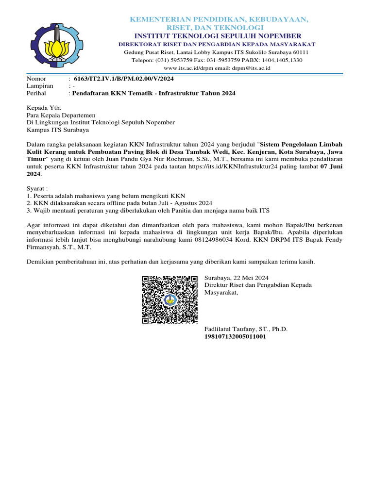 Pendaftaran KKN Tematik - Infrastruktur 2024 | PDF | Komputer