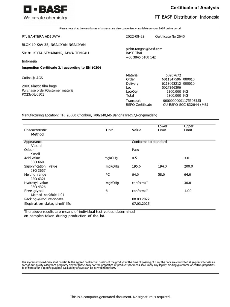 Cutina Ags Coa | PDF