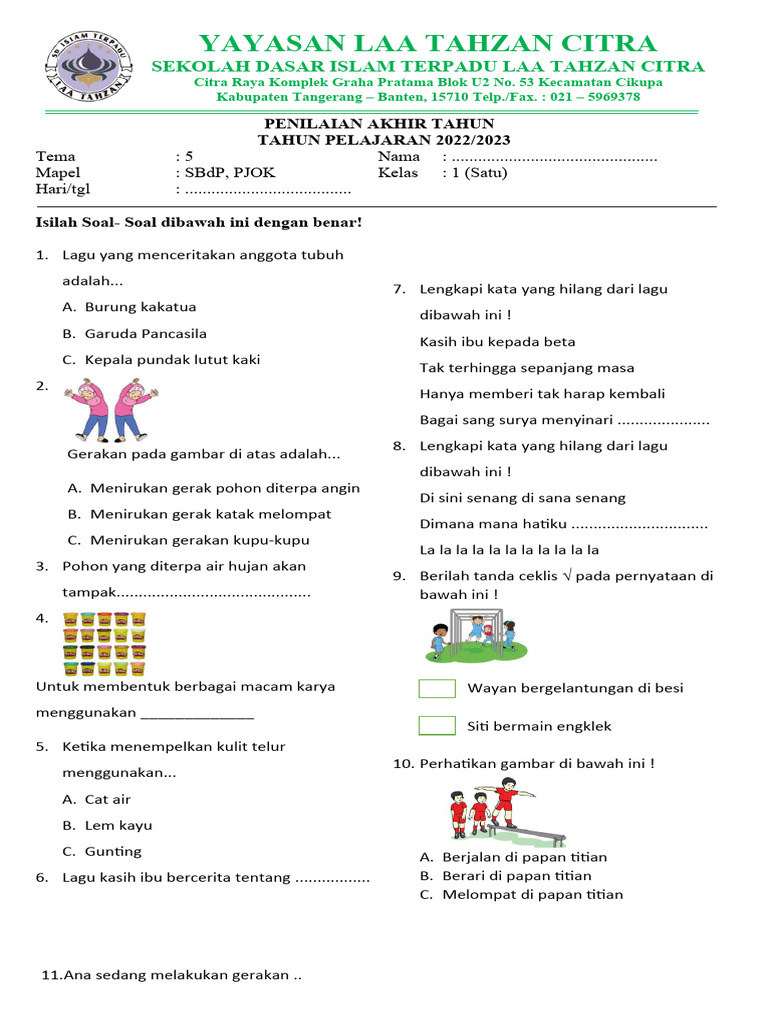 SOAL PAT Genap TEMA 5 B 2223 | PDF