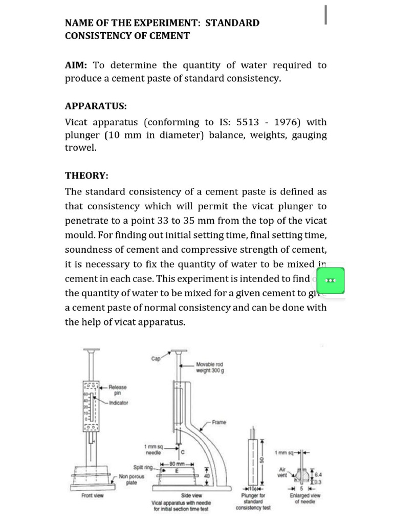 Standard Consistency Test F Cement | PDF