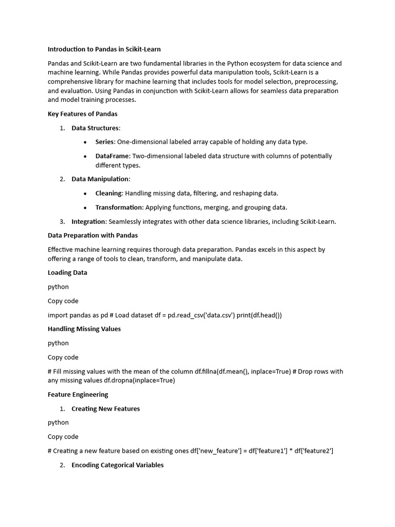 Pandas in Scikit-Learn | PDF | Applied Mathematics | Computer Programming