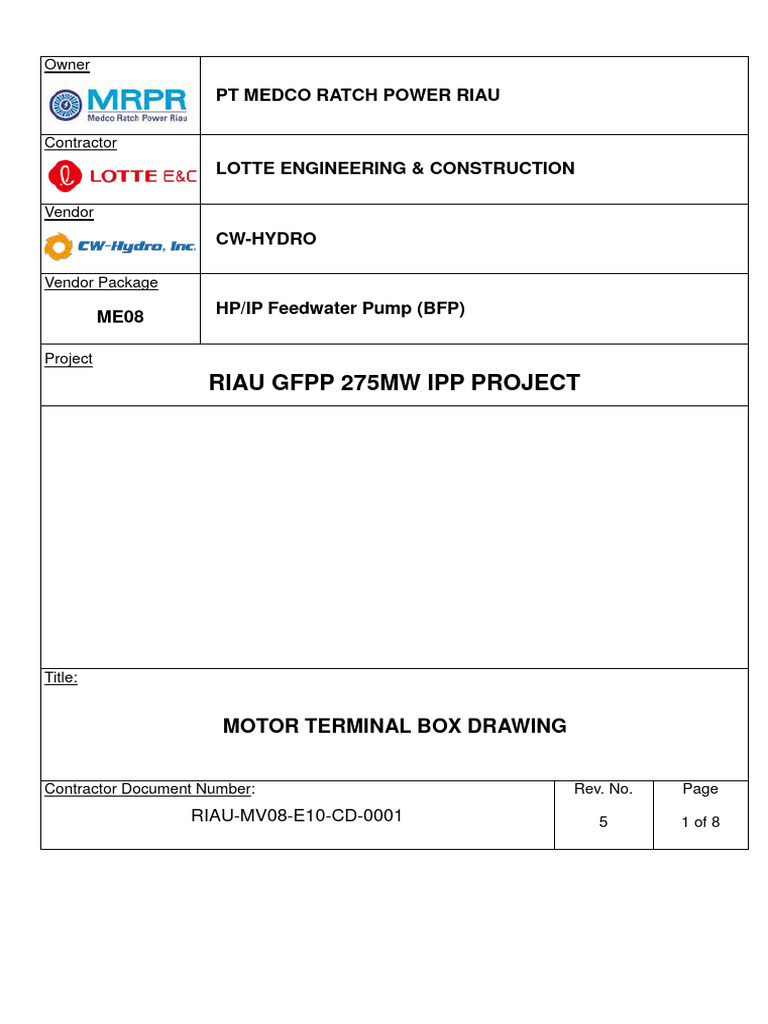 RIAU-MV08-E10-CD-0001 - Motor Terminal Box Drawing - Rev.5 | PDF ...