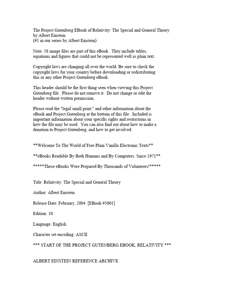 Relativity The Special and General Theory by Albert Einstein | Download ...