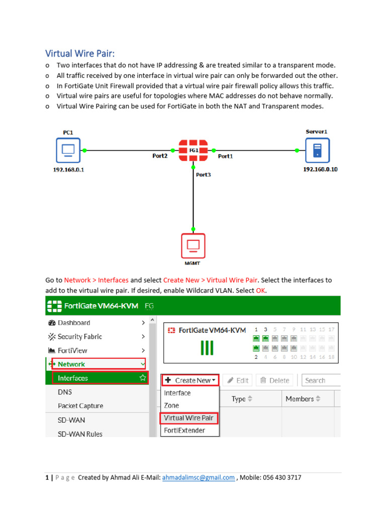 FortiGate Virtual Wire Pair Setup | PDF