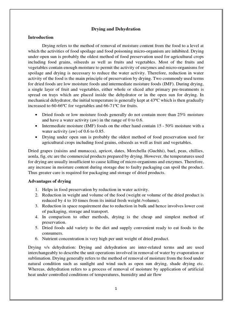 Drying and Dehydration | PDF | Humidity | Vegetables